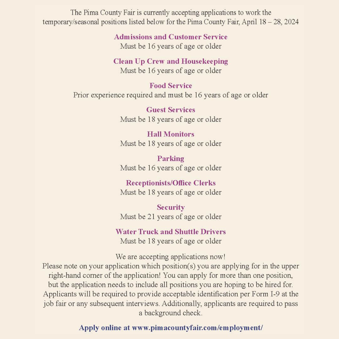 Employment - Pima County Fair
